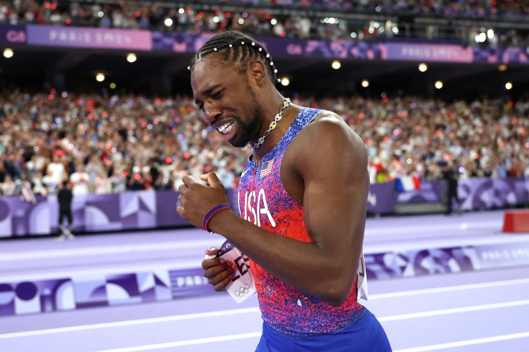 Noah Lyles' 100m Olympic Gold Medal Run Time, Splits; USA Star Was in ...