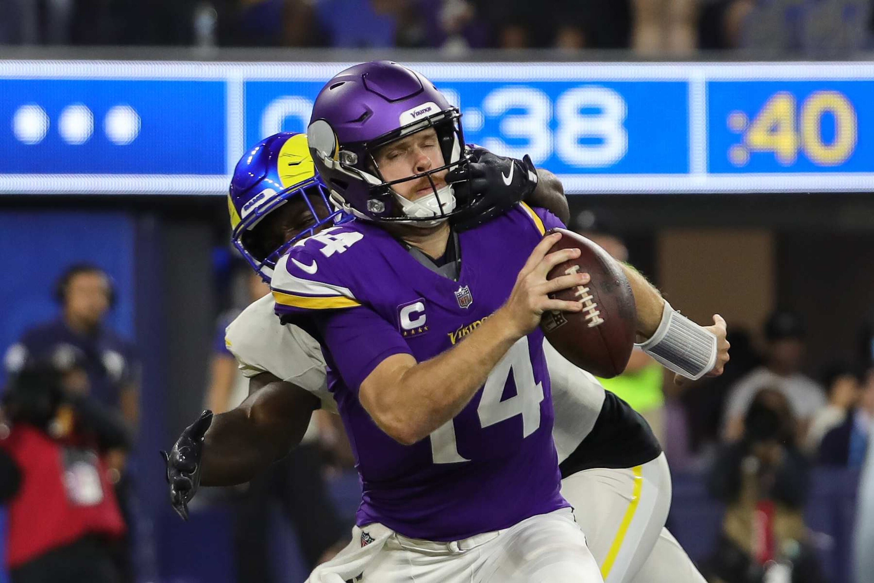 Rams' Byron Young Fined for Uncalled Facemask on Sam Darnold in Win vs ...
