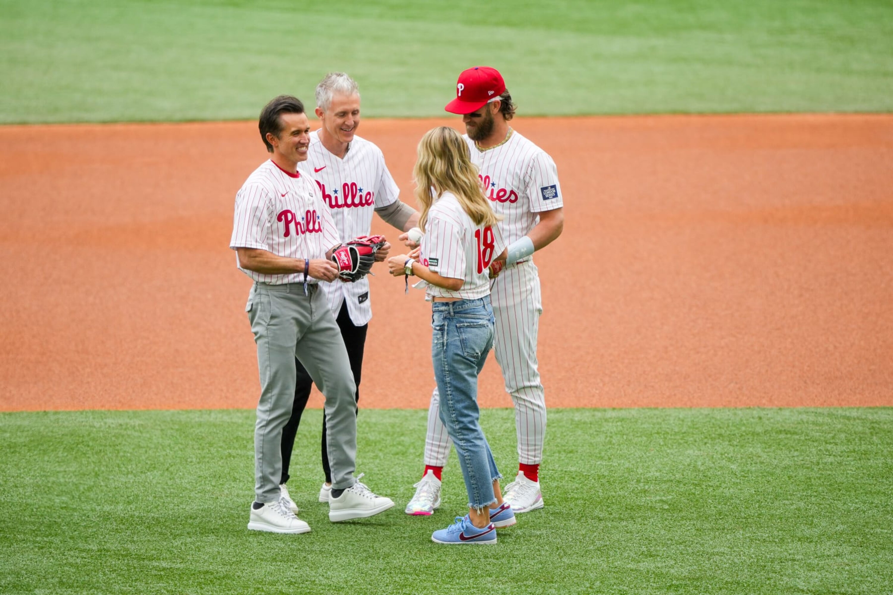Video: Bryce Harper, Chase Utley Help Rob McElhenney's 1st Pitch Before ...