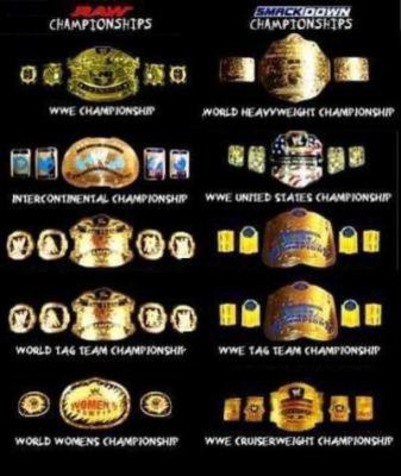 different championships in wwe