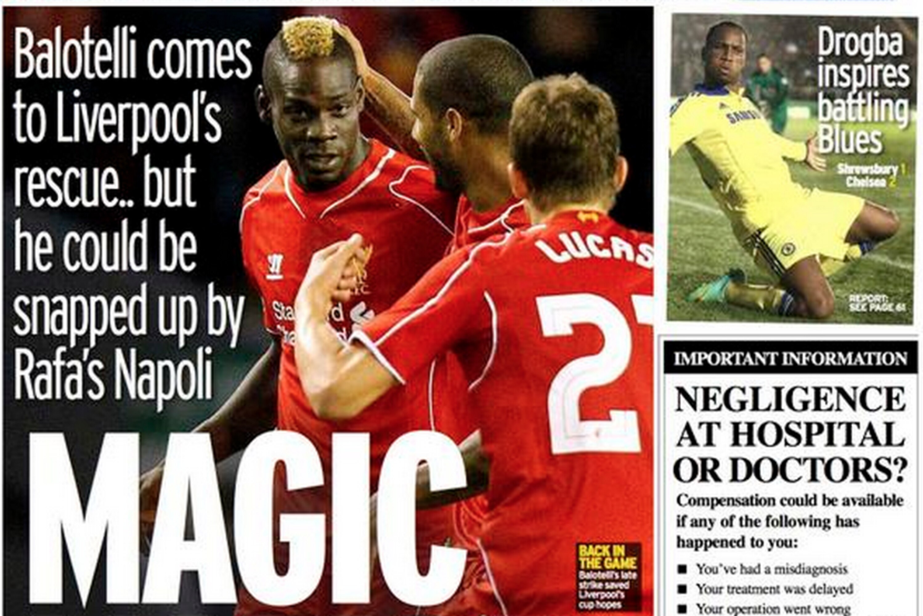 UK Back Pages: Mario Balotelli Celebrated, Vito Mannone Set for the Axe