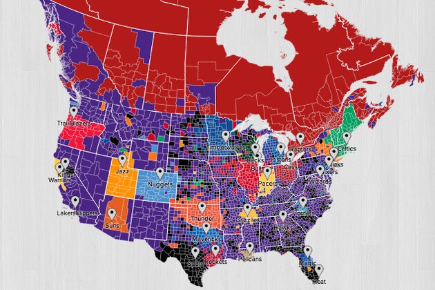 NBA Twitter Fan Follower Map Shows Lakers Are Most National Team