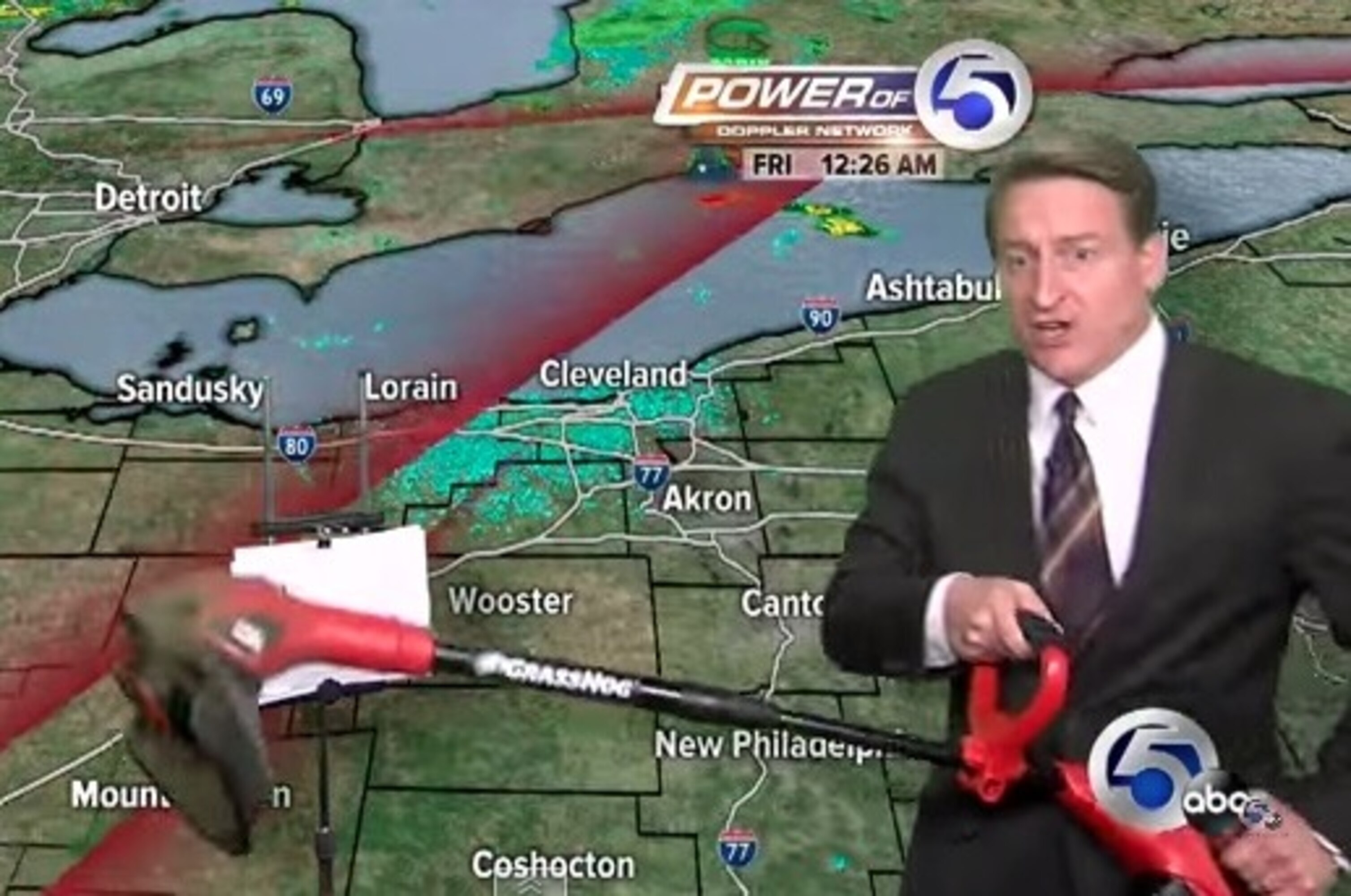 Angry Cleveland Weatherman Returns, Whips out Weed Wacker on Set